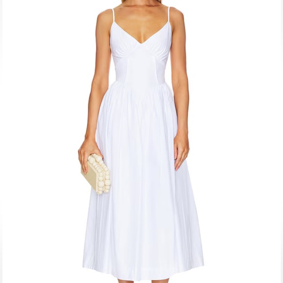 NICHOLAS | Dresses | Nicholas Becker Princess Waist Midi Dress In White ...